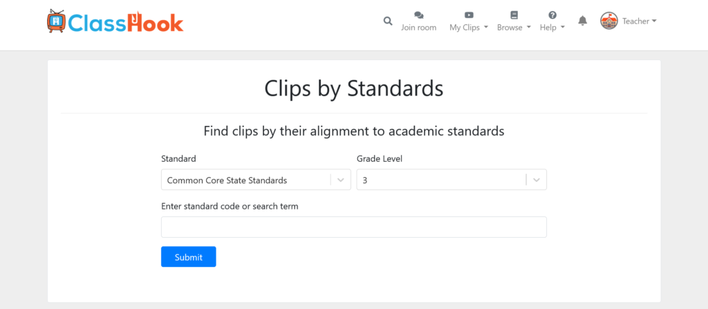 How to Search for Clips by Standards – ClassHook Help Center